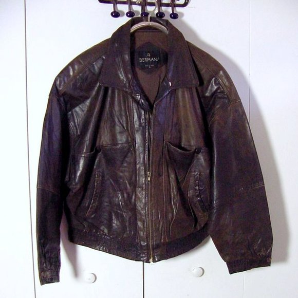 Berman's | Jackets & Coats | Vtg 8s Bermans Distress Dark Brown Leather ...